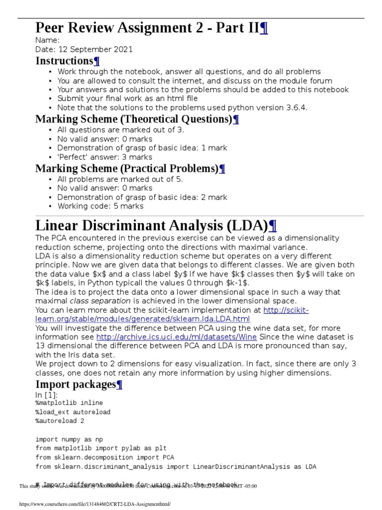CRT2 LDA Assignment | PDF | Computer Programming | Computing