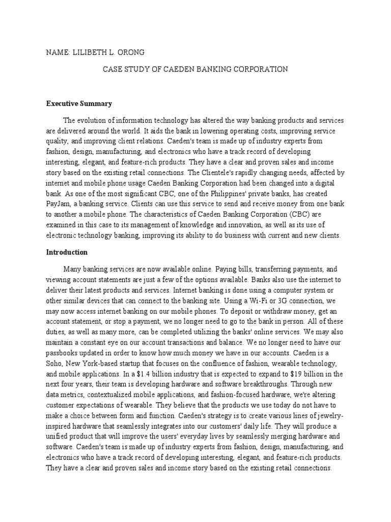 Caeden Banking Corporation | PDF | Banks | Online Banking