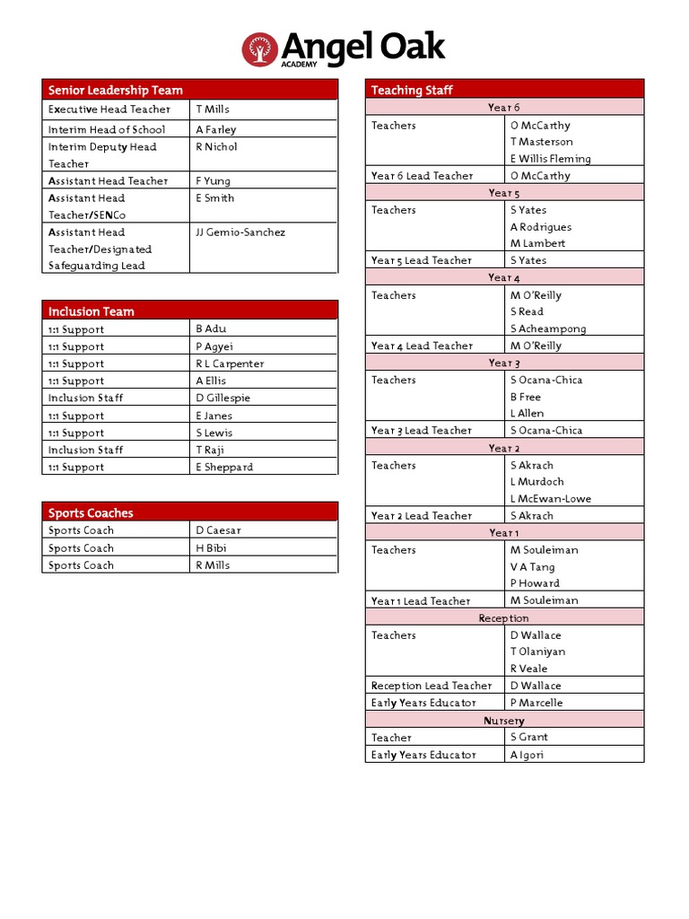Senior Leadership Team and Staffing Structure for [School Name] | PDF