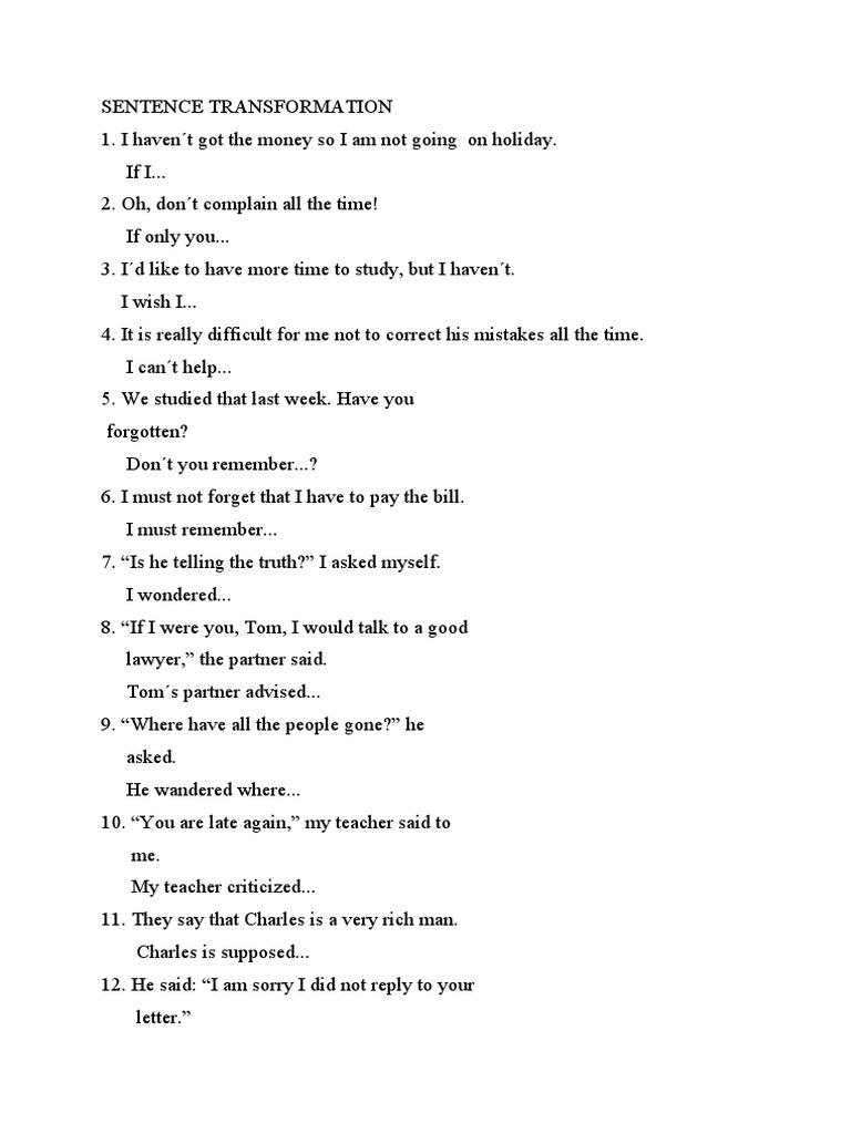Sentence Transformation | PDF