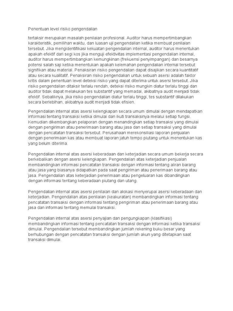 Penentuan Level Risiko Pengendalian | PDF
