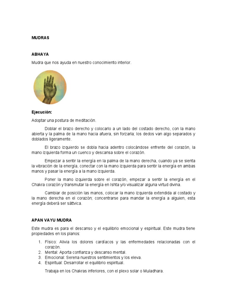 Clase Mudras Pdf Meditación Mano