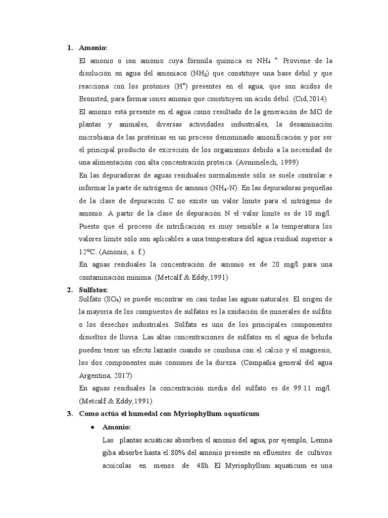 Amonio y Sulfato | PDF | Amoníaco | Agua