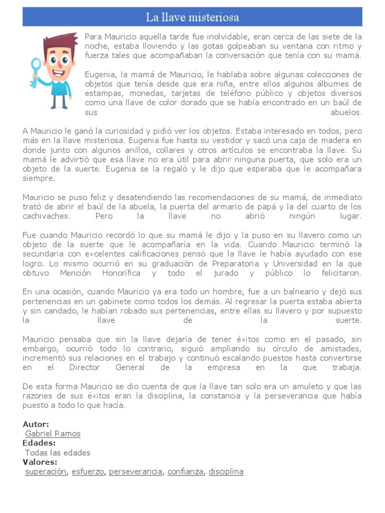 La Llave Misteriosa Cuento | PDF