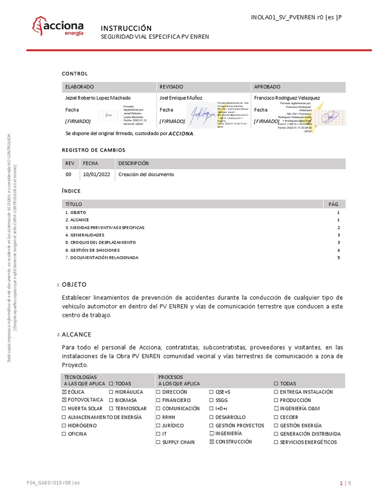 Instruccion Especifica Seguridad Vial PFV Enren | PDF | Seguridad vial ...