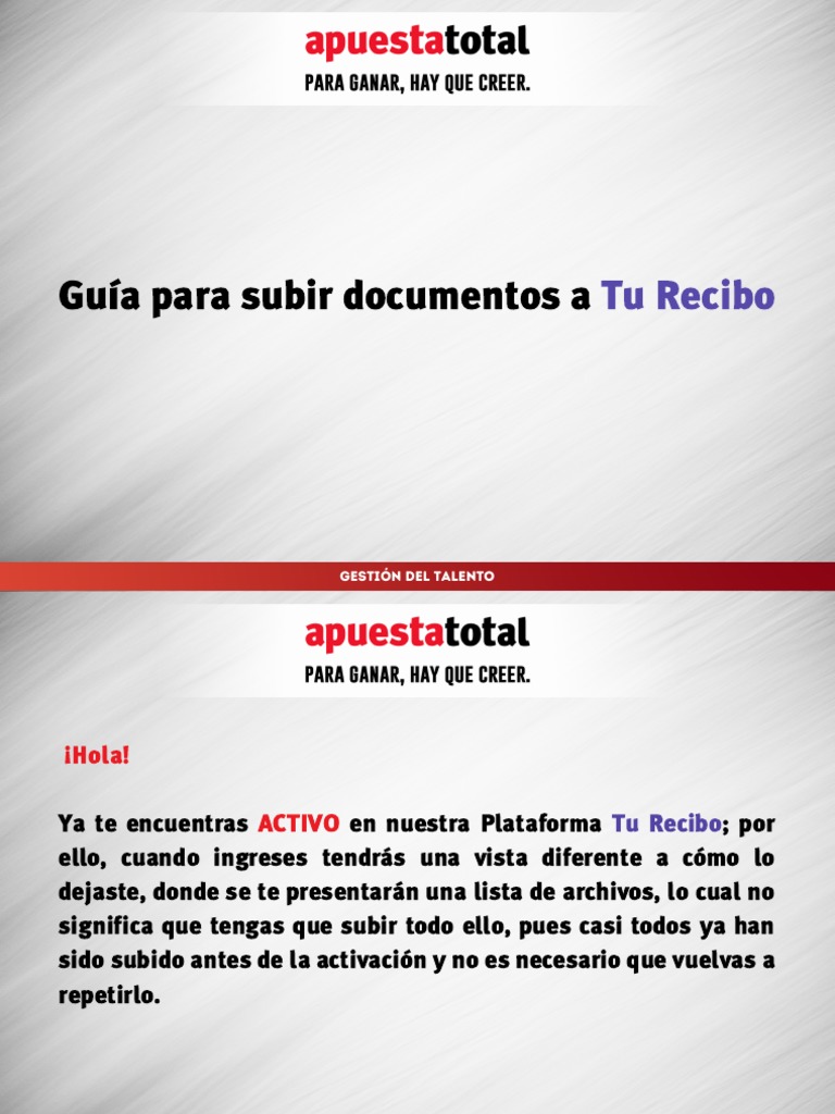 Guía paso a paso para subir documentos clave a la plataforma Tu Recibo | PDF | Informática ...