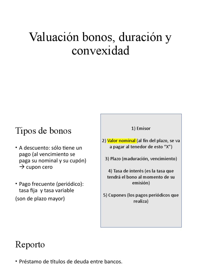 Valuacion Bono, Duracion y Convexidad Ot 2022 | PDF | Tasas de interés | Interés