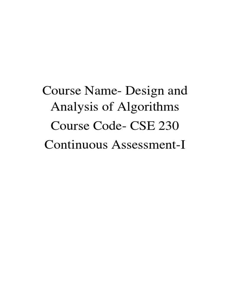 Daa Ca1 | PDF | Algorithms And Data Structures | Theoretical Computer Science