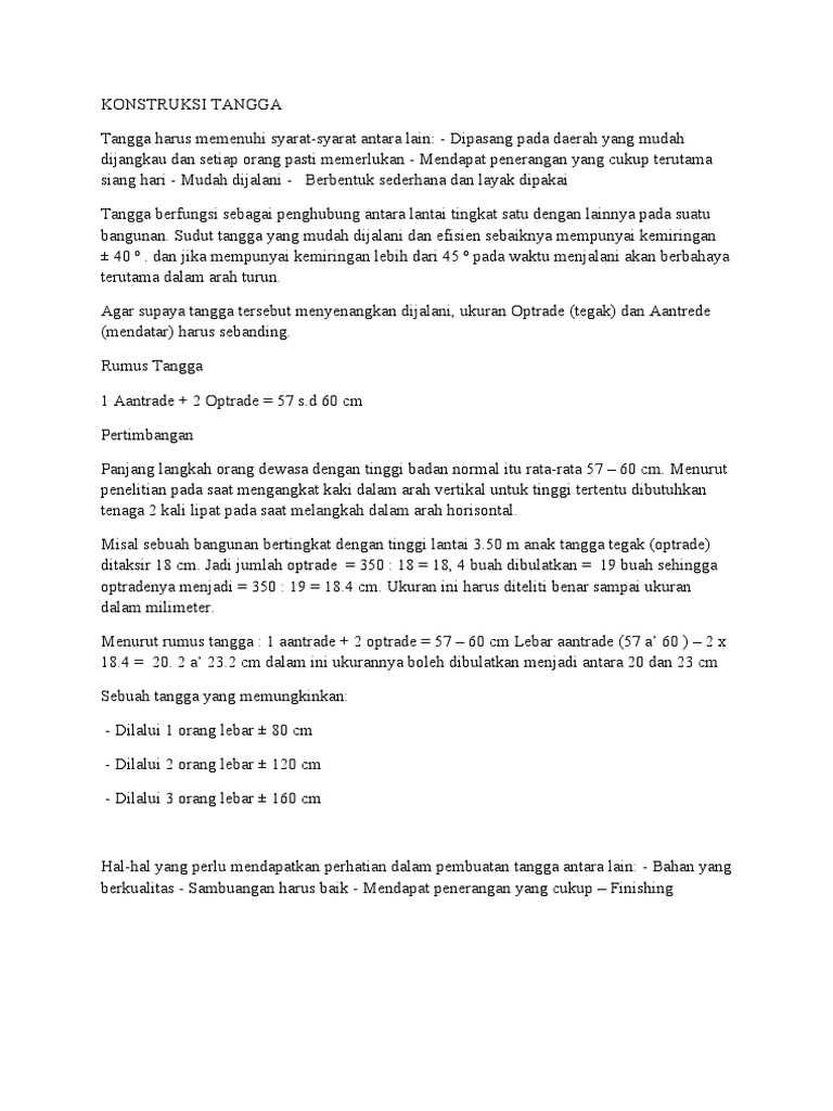 KONSTRUKSI TANGGA Kls 3 | PDF | Teknologi & Rekayasa