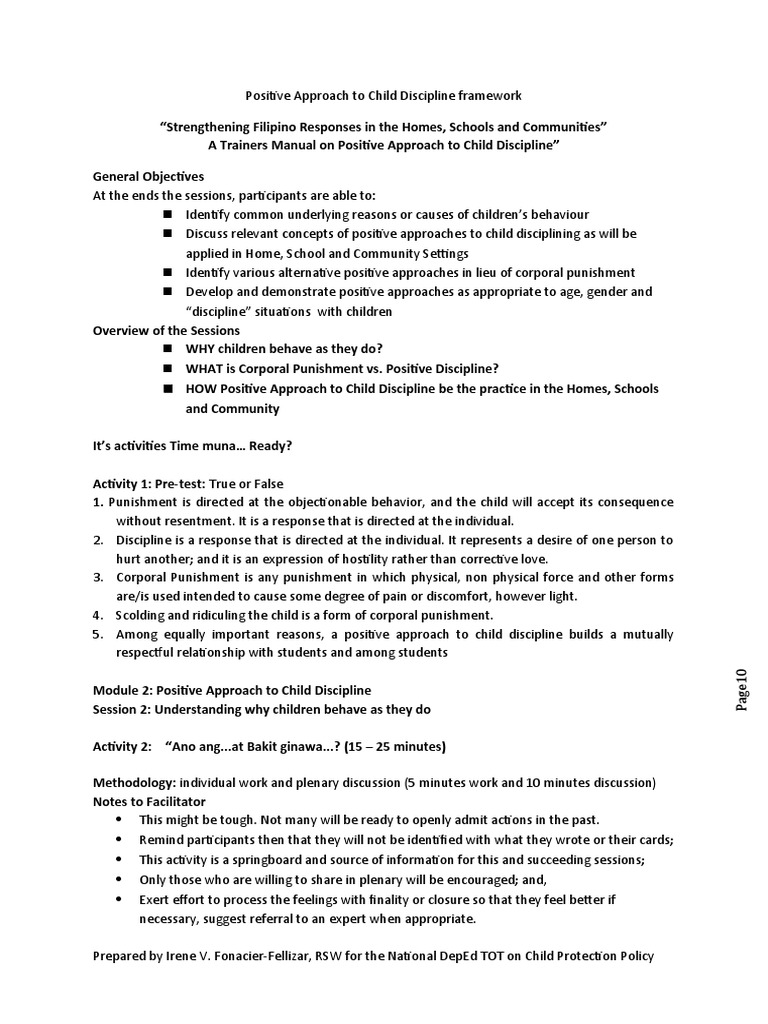 Positive Approach To Child Discipline Framework | PDF | Disciplines ...