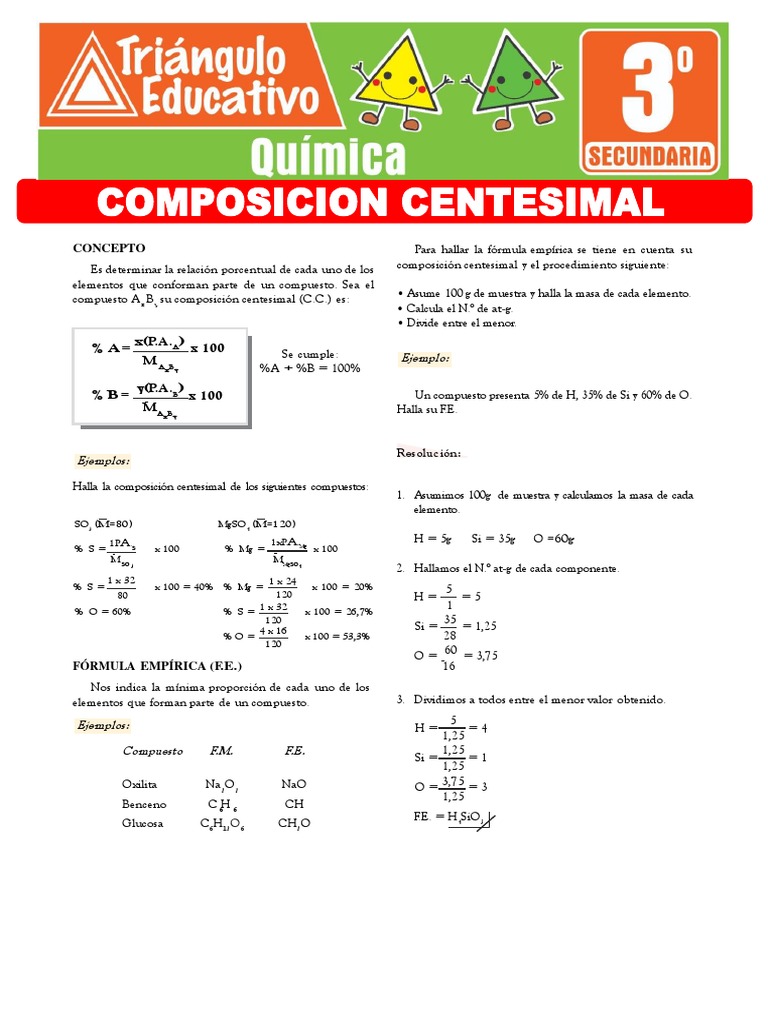 Ejercicios de Composicion Centesimal para Tercer Grado de Secundaria ...