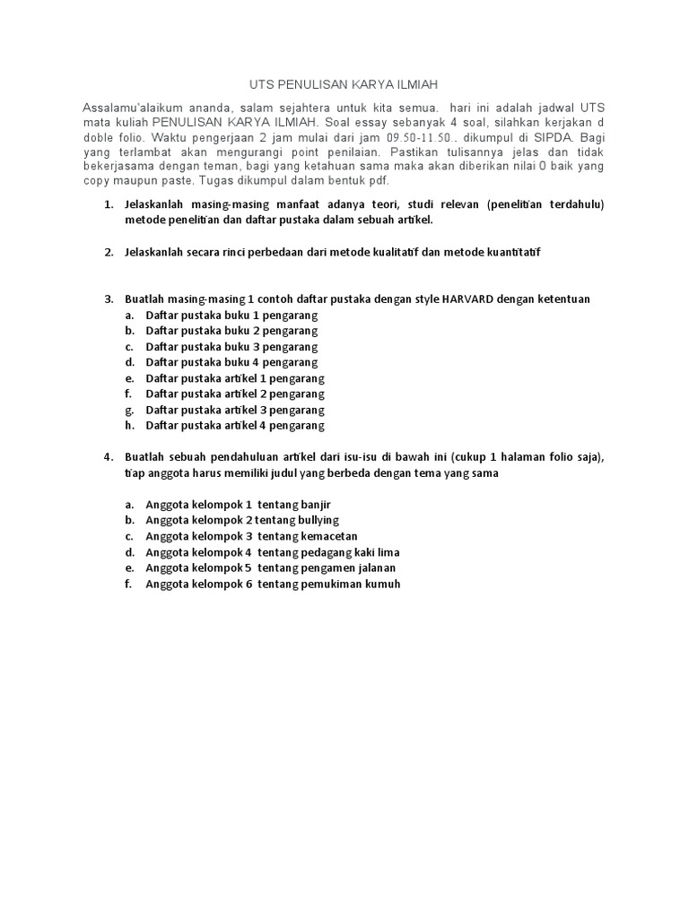UTS Penulisan Karya Ilmiah 2023 | PDF