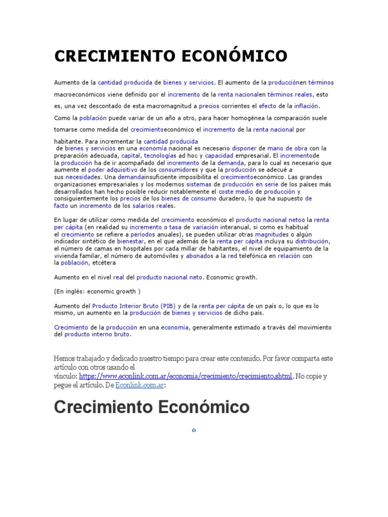 Crecimiento Económico | PDF | Producto Interno Bruto | Crecimiento económico