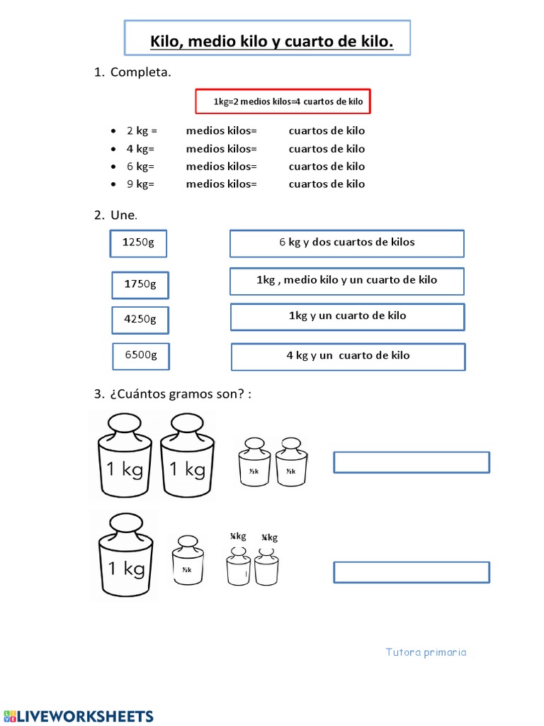 Kilo, Medio Kilo y Cuarto de Kilo.: 1. Completa | PDF | Salud y ...