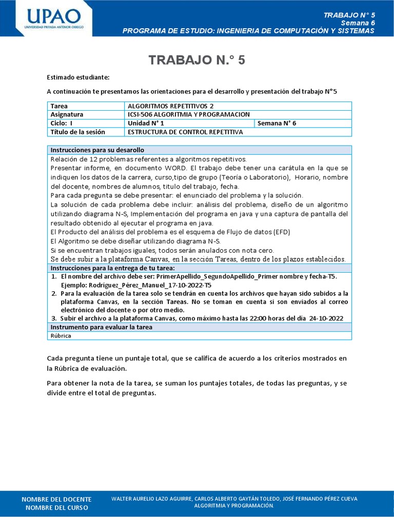 ICSI-ALGOYPROG-Trabajo #5-Algoritmos Repetitivos 2 - TEORIA Lunes 850 Am | PDF | Algoritmos ...