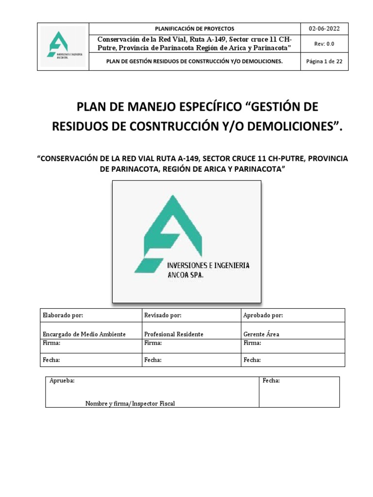 PME Gestión de Residuos de Construcción y Demolición (RCD) Rev 00 | PDF | Residuos | Vertedero
