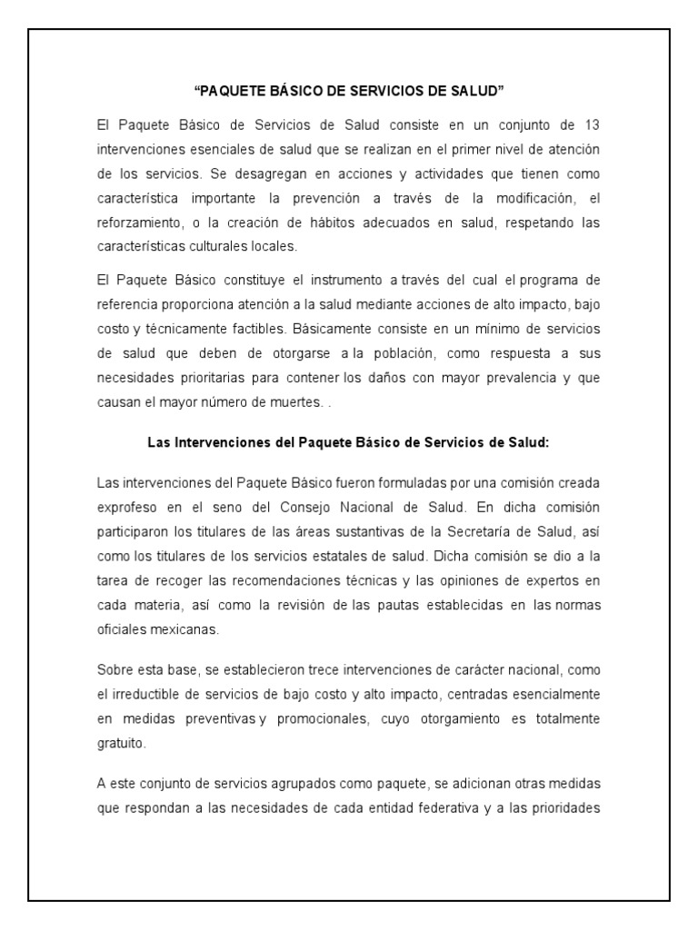 Paquete Basico de Servicios de Salud | PDF | Diabetes | Cáncer