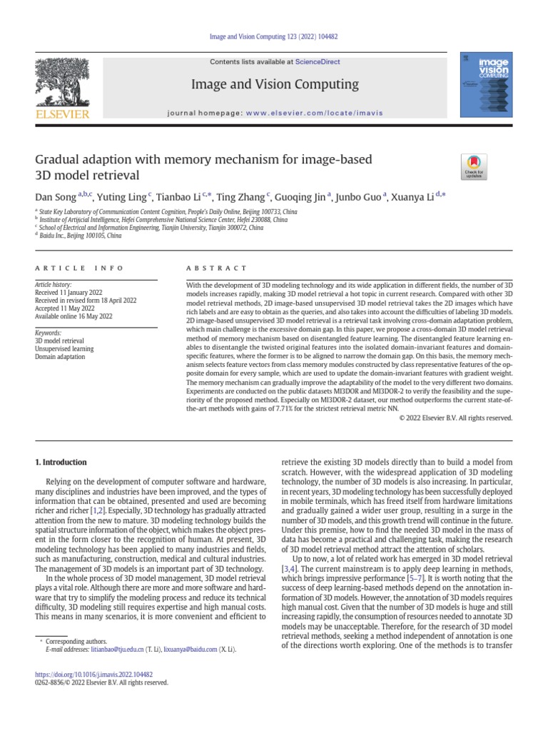 Gradual Adaption With Memory Mechanism For Image-Based 3D Model Retrieval | PDF | 3 D Computer ...