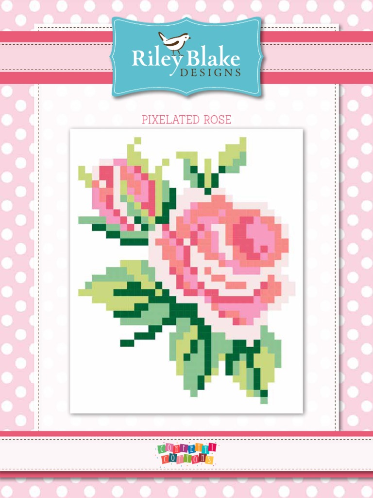 Pixelated Rose Free Pattern | PDF | Quilt | Seam (Sewing)