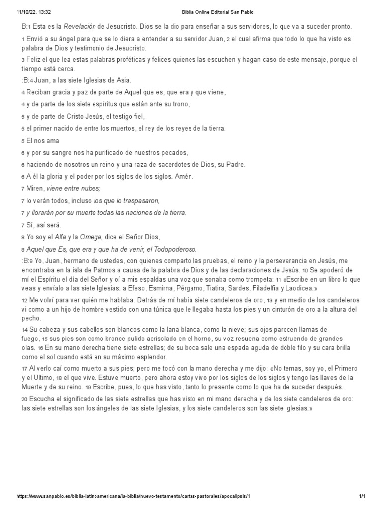 Visión de Juan del Apocalipsis | PDF | Jesús | Biblia