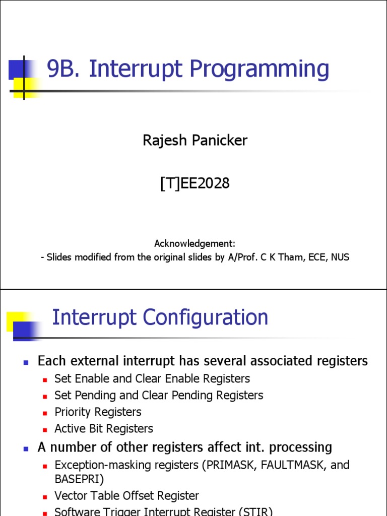 (T) EE2028 Topic 9B Interrupt Programming | PDF | Computing | System Software