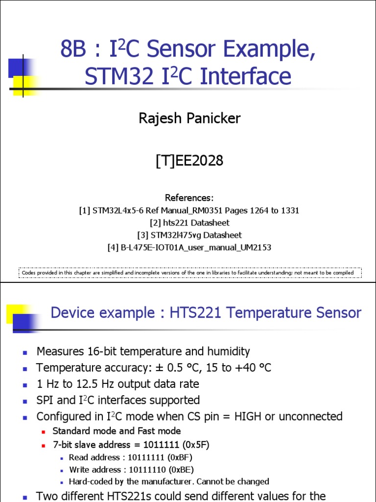 (T) EE2028 Topic 8B I2C Sensor and STM32 | PDF | Computer Data | Computer Engineering