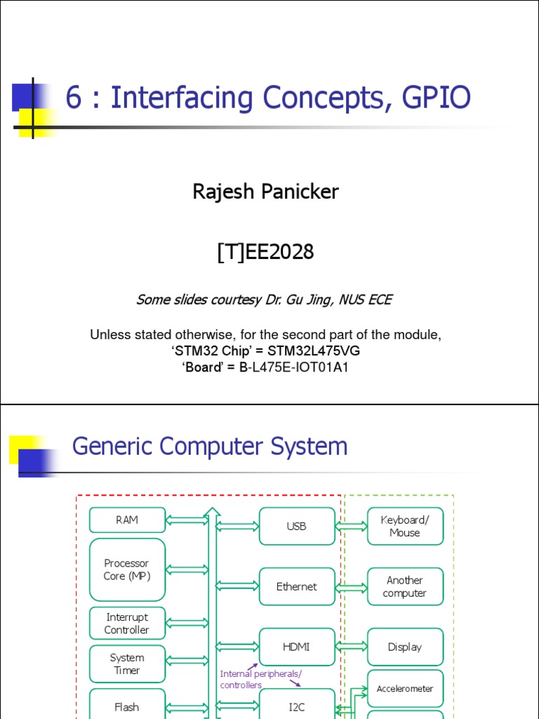 (T) EE2028 Topic 6 Interfacing Concepts, GPIO | PDF | Duplex (Telecommunications) | Microcontroller