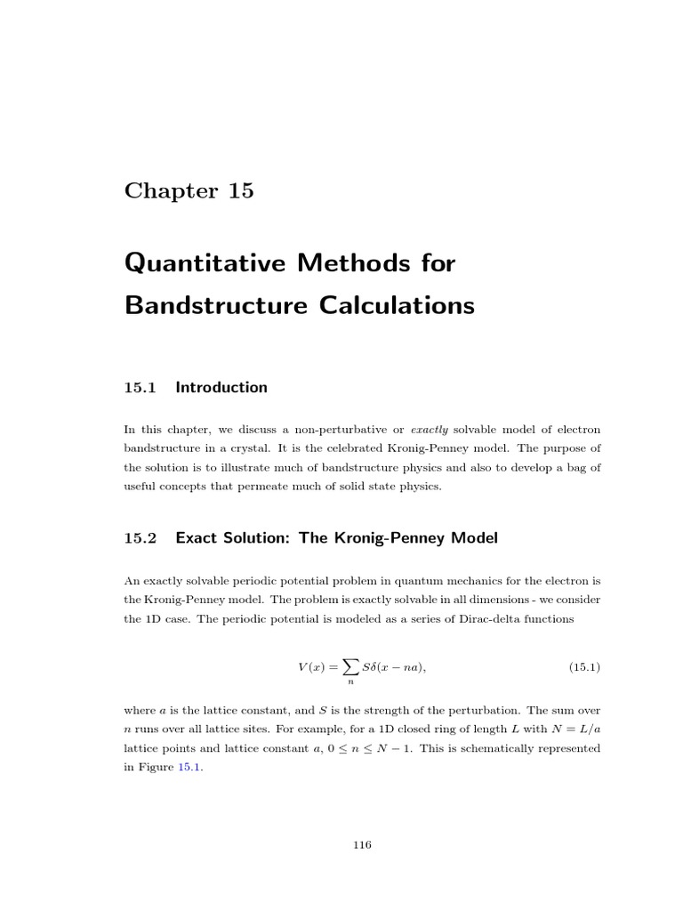 Kronig-Penney Model in Bandstructure Calculations | PDF | Electronic ...