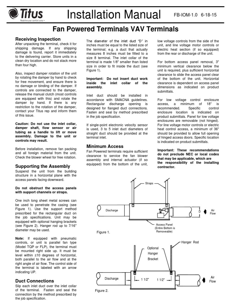 PFLS - Fan Powered Terminal - Installation Manual | PDF | Duct (Flow ...