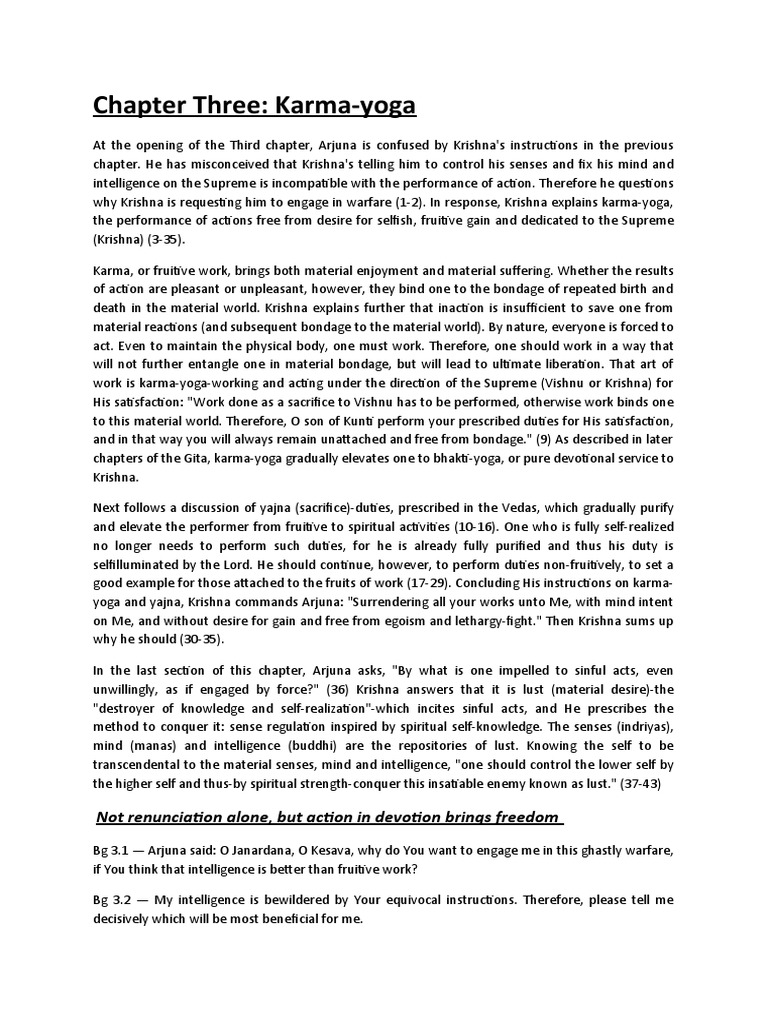 BG - Chapter 3 | PDF | Religious Belief And Doctrine