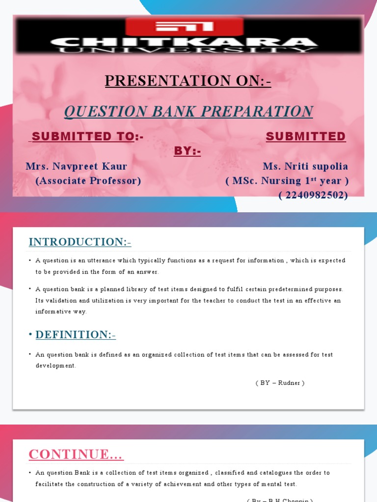 Question Bank Preparation Overview | PDF