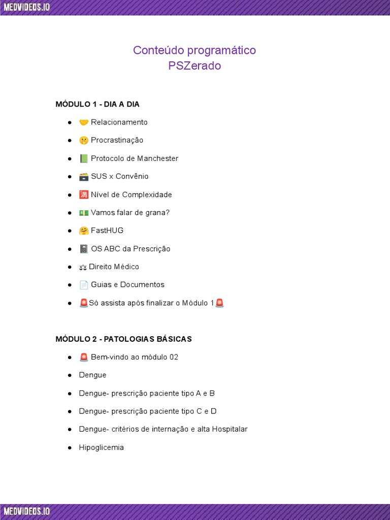 Conteudo Programatico PSZerado | PDF | Sepse | Medicina Clínica