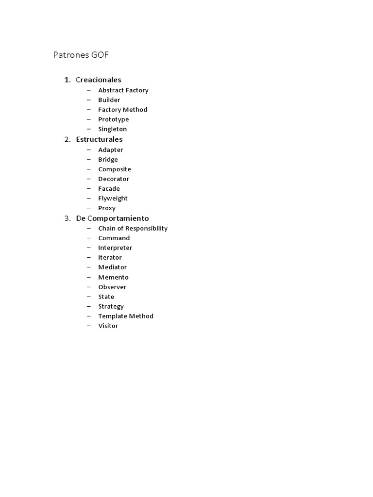 Patrones GOF | PDF | Objeto (informática) | Ciencias de la Computación