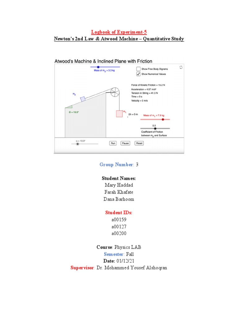 Logbook of Experiment 5 | PDF | Force | Newton's Laws Of Motion