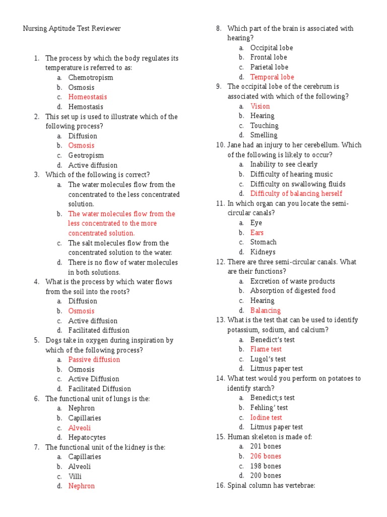Nursing Aptitude Test Reviewer | PDF | Thyroid | Glucose