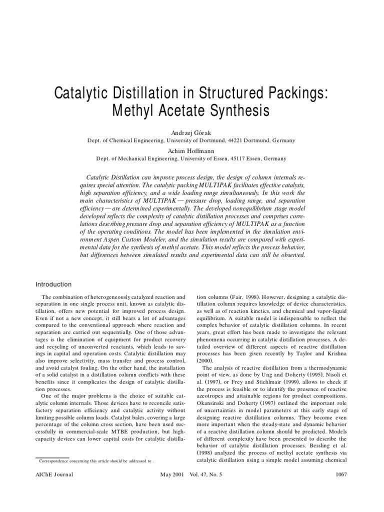 Catalytic Distillation in Structured Pac | PDF | Distillation | Catalysis