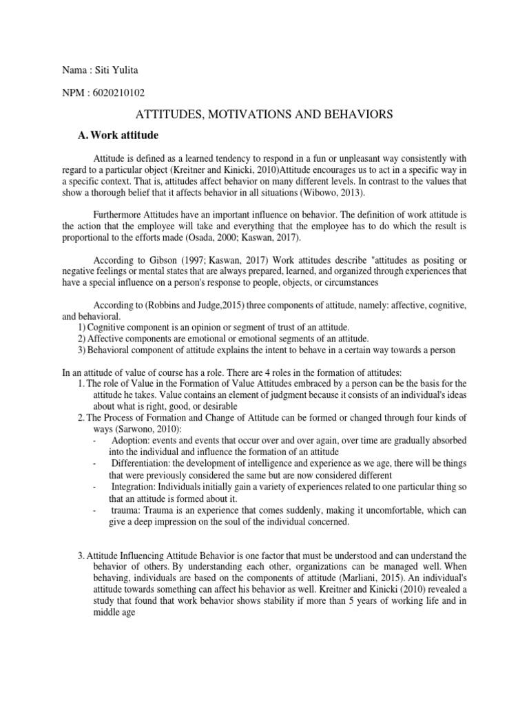 Sikap, Motivasi, Dan Perilaku | PDF | Attitude (Psychology) | Motivational