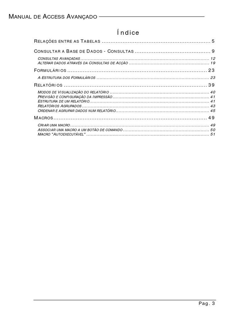 Manual Access - Avançado | PDF | Tabela (banco de dados) | Microsoft Access