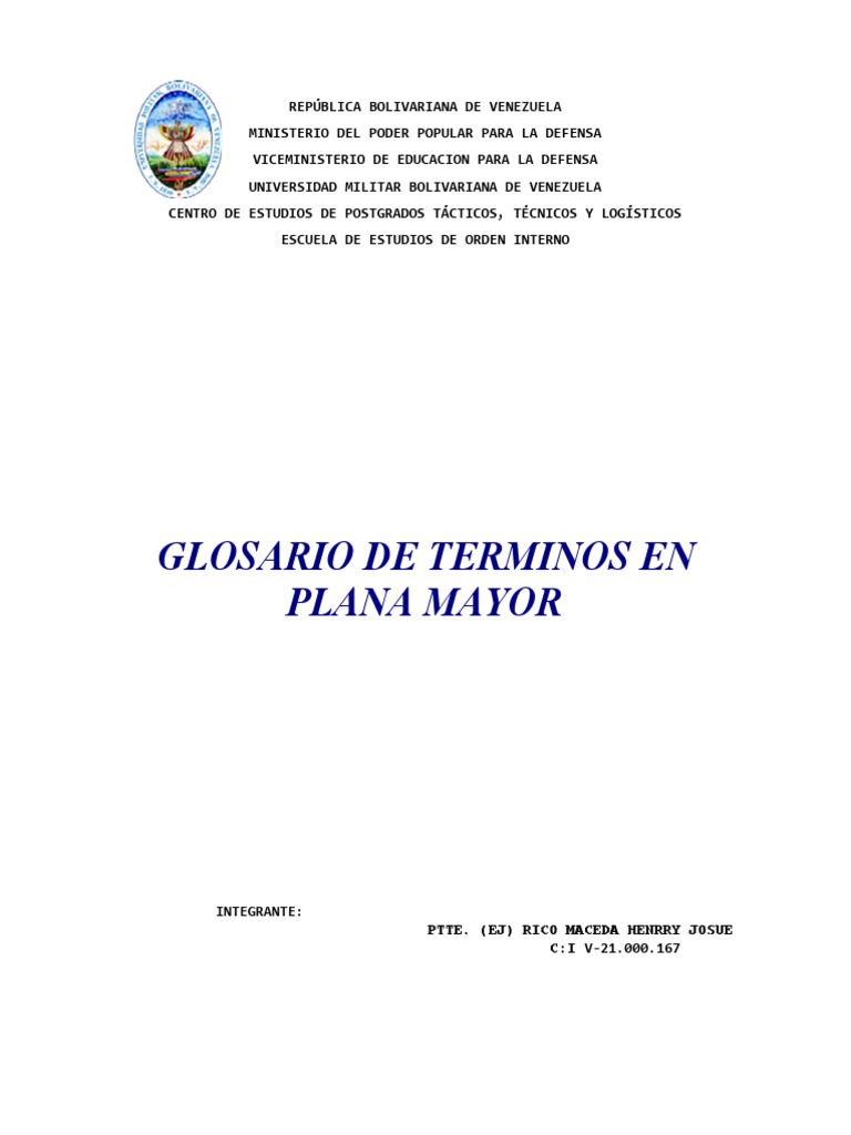 Glosario de T. de Plana Mayor | PDF | Estado (política) | Regimiento