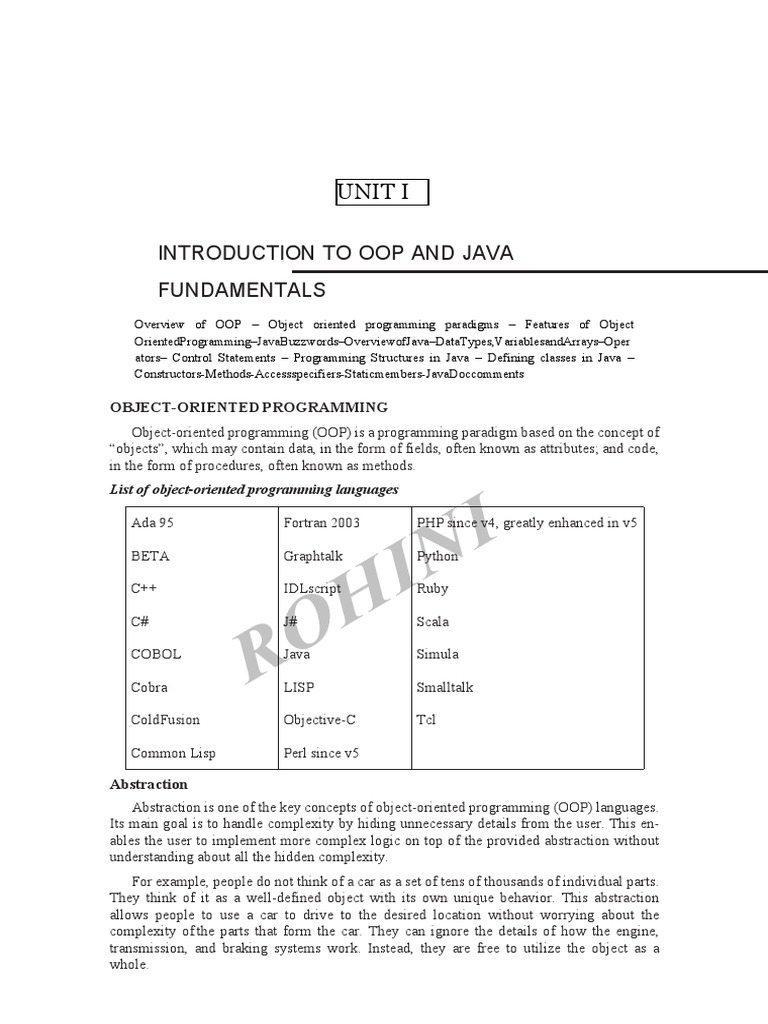 A Comprehensive Introduction To Object Oriented Programming Concepts And Java Fundamentals Pdf