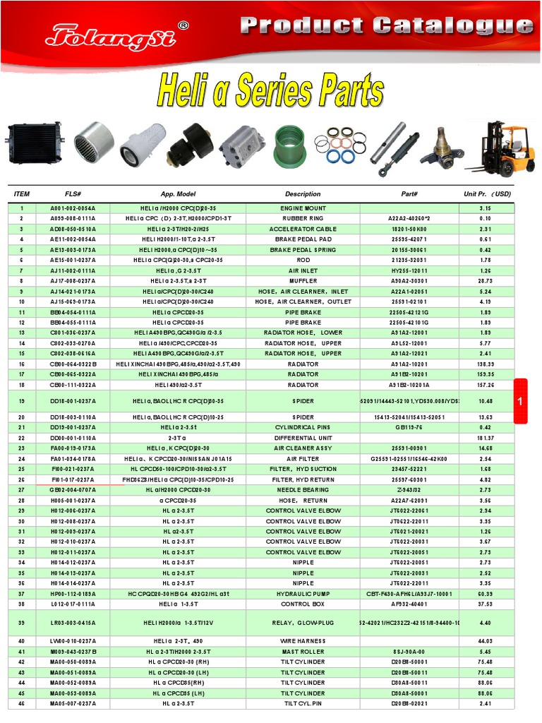 Heli Spare Parts Name List PDF | PDF | Wheeled Vehicles | Machines
