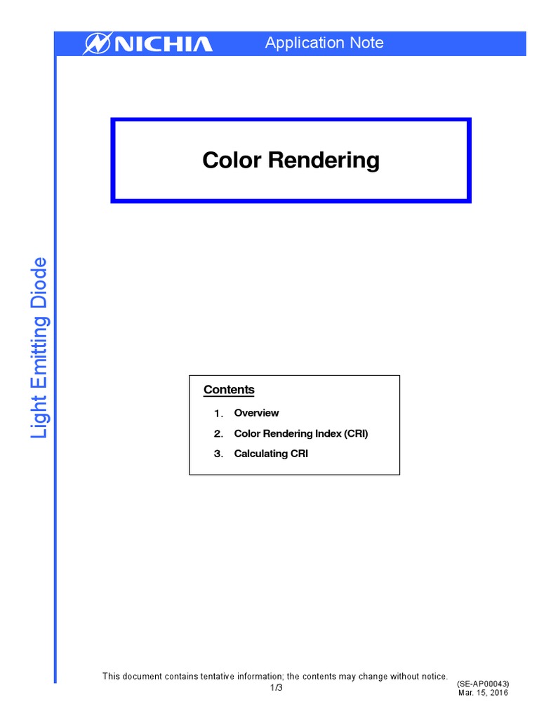 Color Rendering | PDF | Multidimensional Signal Processing | Light