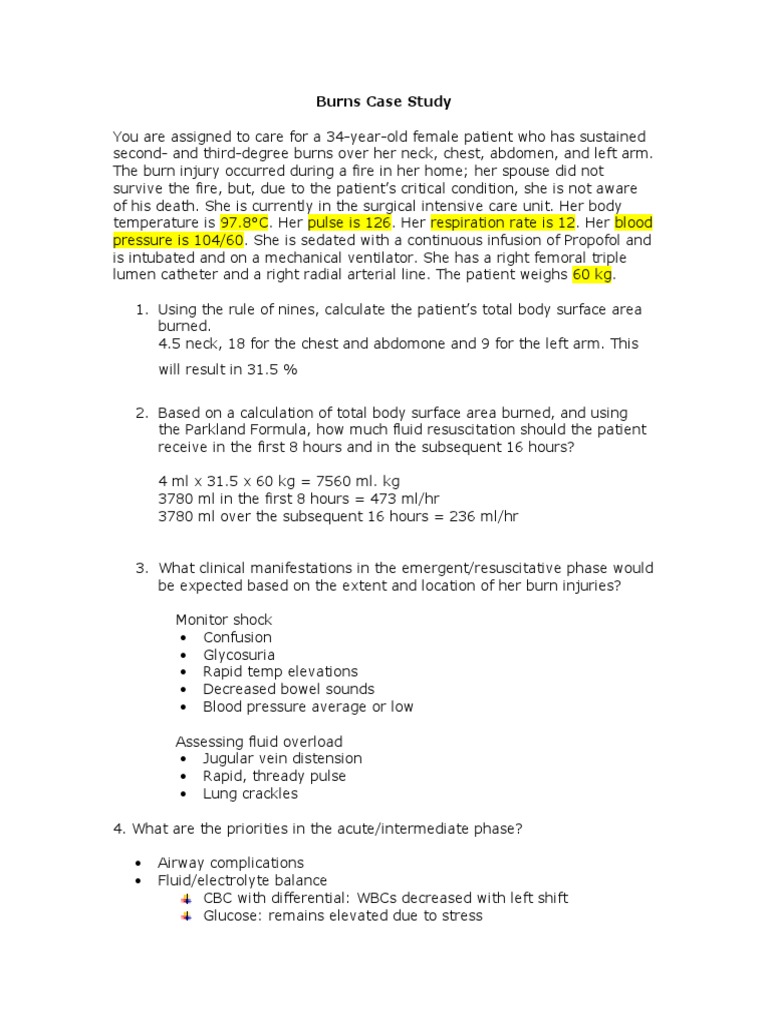Burns Case Study | PDF | Burn | Clinical Medicine