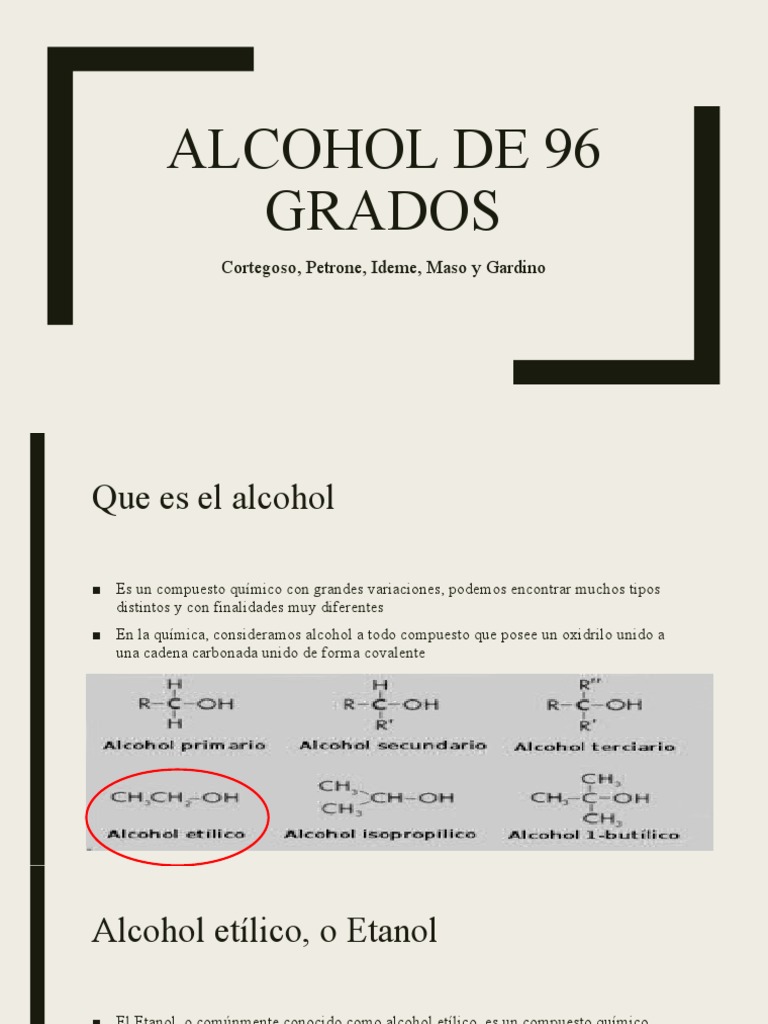 Alcohol de 96 Grados | PDF | Etanol | Sustancias químicas
