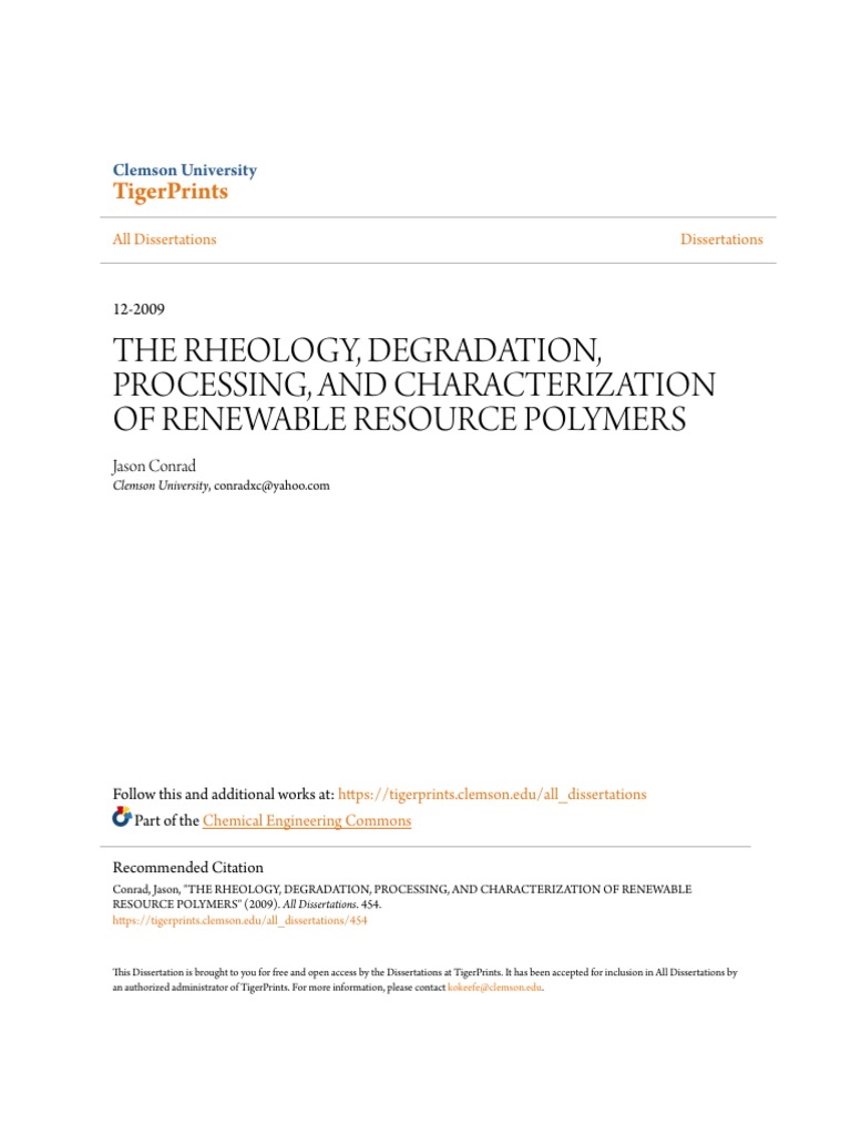 The Rheology Degradation Processing and Characterization of Re | PDF ...