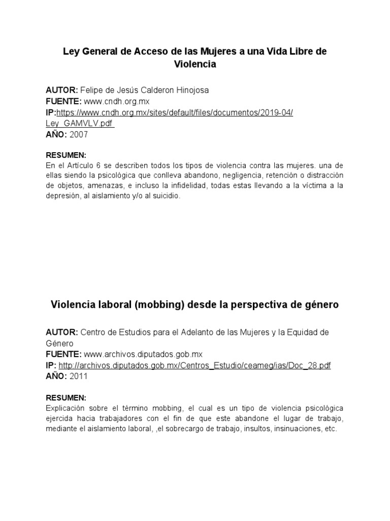 Fichas Bibliográficas - Violencia Contra La Mujer | PDF | La violencia contra las mujeres ...