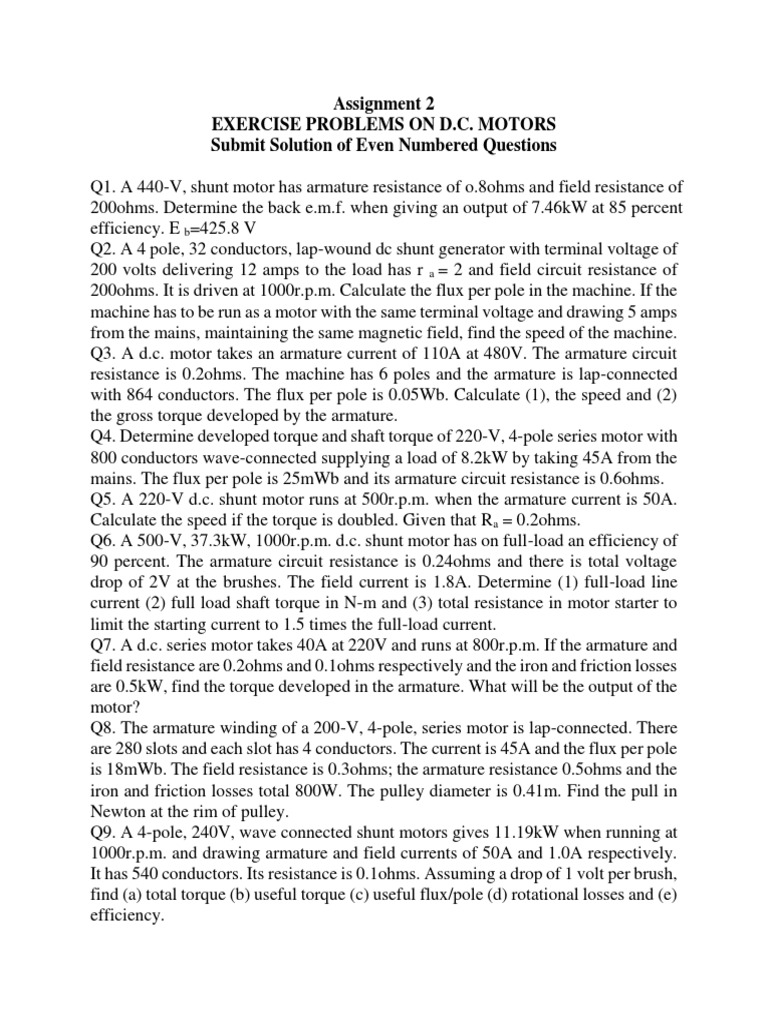 Assignment 2 | Download Free PDF | Electric Motor | Mains Electricity
