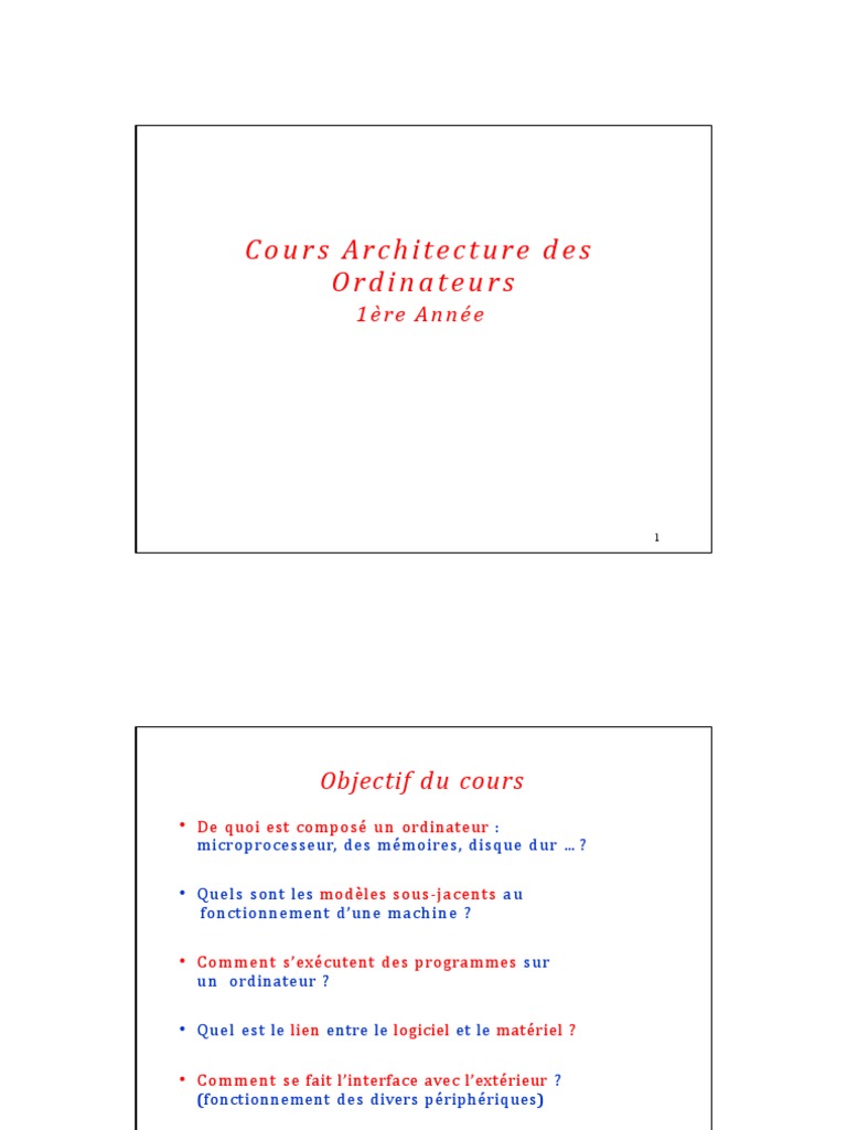Cours1 1archi | PDF | ASCII | Circuit intégré