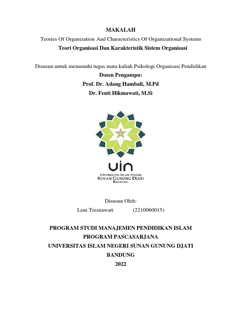 Teori Organisasi Dan Karakteristik Sistem Organisasi | PDF | Karier ...
