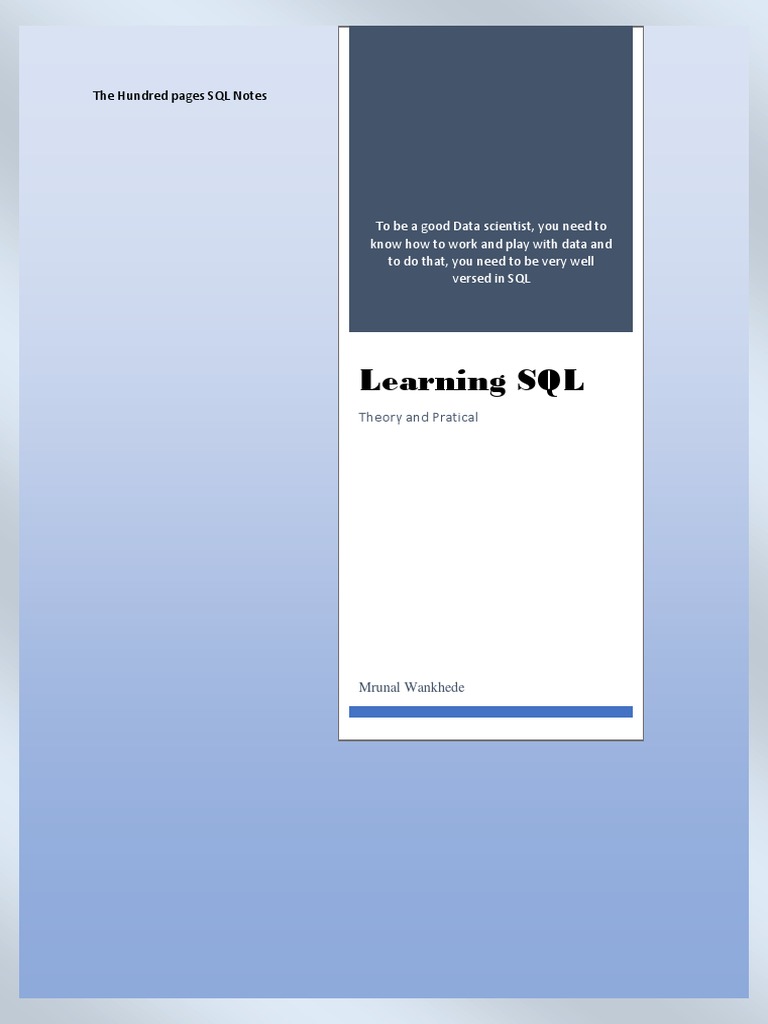 Learning SQL: The Hundred Pages SQL Notes | PDF | Relational Database ...